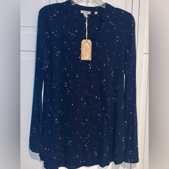 Fat Face | Tops | Fat Face Lunar Sky Longline Blue Top White Stars Long ...